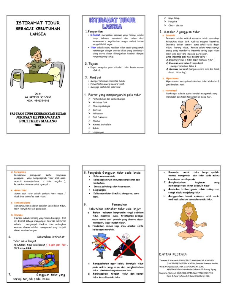 Leaflet Tidur Lansia | PDF | Pengembangan Diri