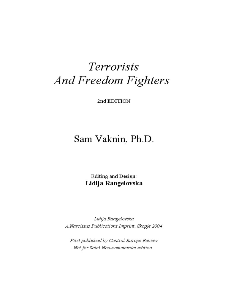Terrorists and Freedom Fighters: Sam Vaknin, PH.D | PDF | Foreign ...