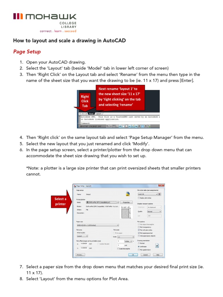 AutoCAD Drawing Layout & Scaling Guide | PDF | Printer (Computing ...