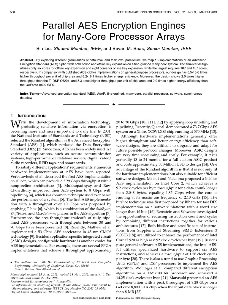 Parallel AES Encryption Engines | PDF | Multi Core Processor | Central Processing Unit