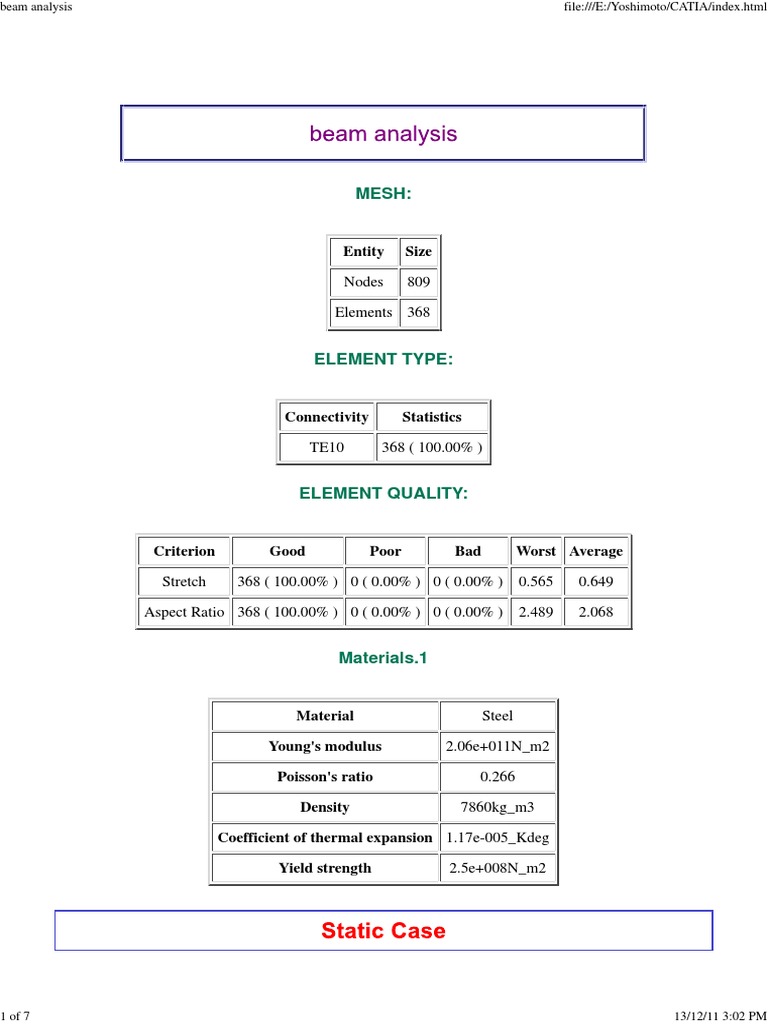 Beam Analysis With CATIA V5 | PDF | Beam (Structure) | Strength Of Materials