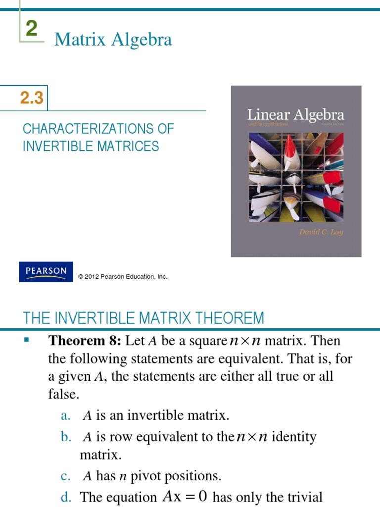 Matrix Algebra: Characterizations of Invertible Matrices | PDF | Matrix (Mathematics) | Operator ...