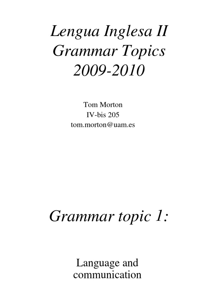 Topic1 Language and Communication | PDF | Grammar | Linguistics