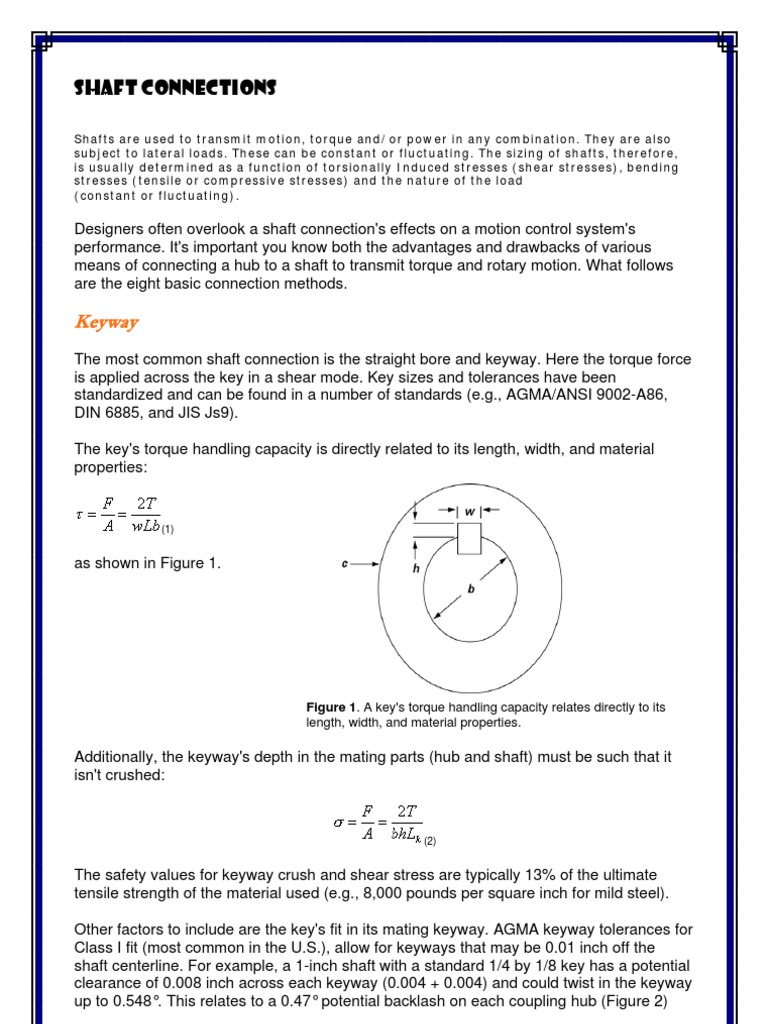 Shaft Connections | PDF | Stress (Mechanics) | Bending
