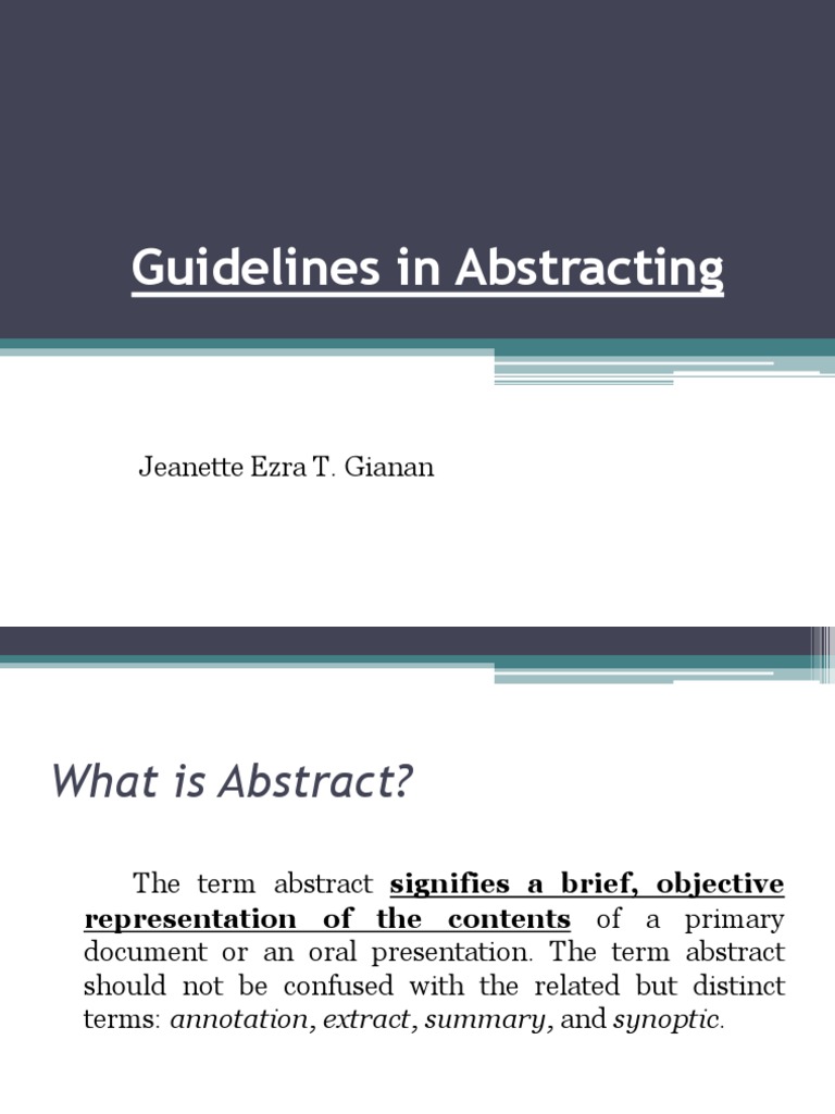 Guidelines in Abstracting | PDF | Abstract (Summary) | Bibliography