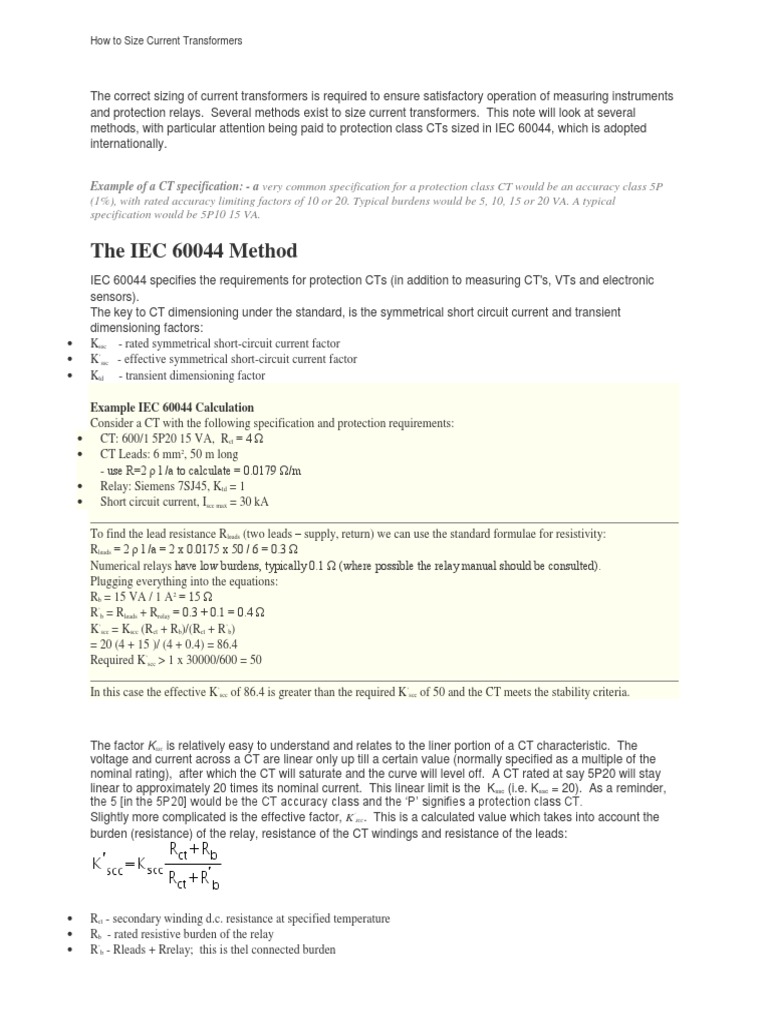 How To Size Current Transformers | PDF | Physical Quantities | Electricity