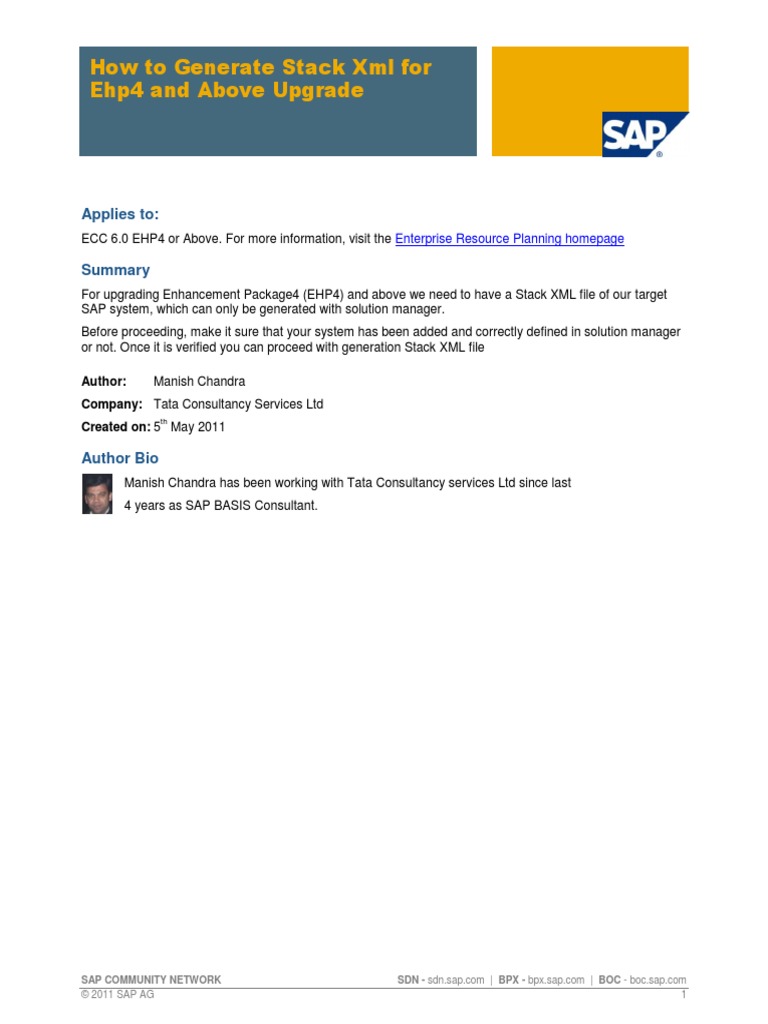How To Generate Stack XML For Ehp4 and Above | PDF | Xml | Sap Se