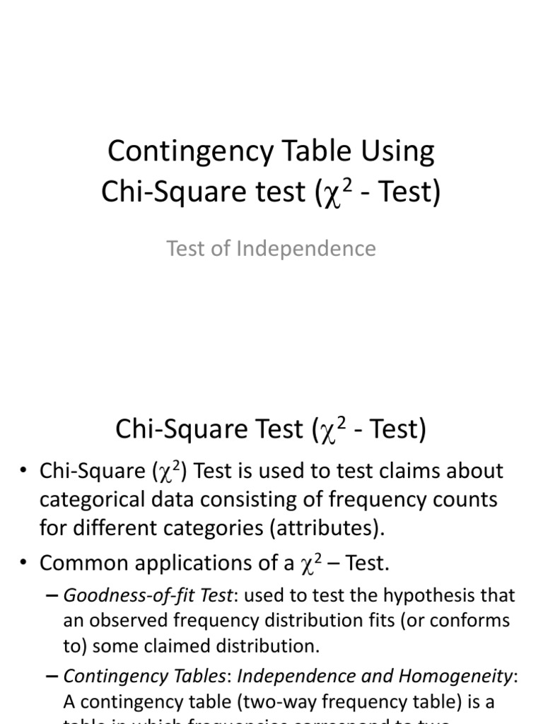 Contingency Table Using Chi-Square Test | PDF | Chi Squared Test ...