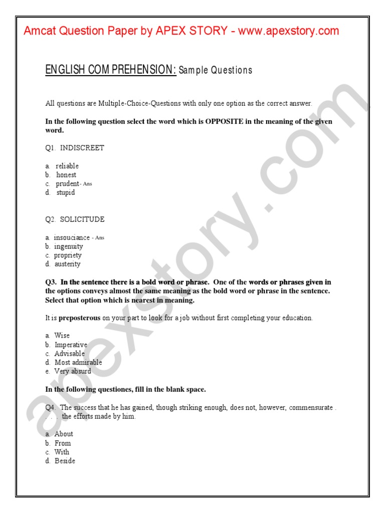 AMCAT Sample Paper | PDF