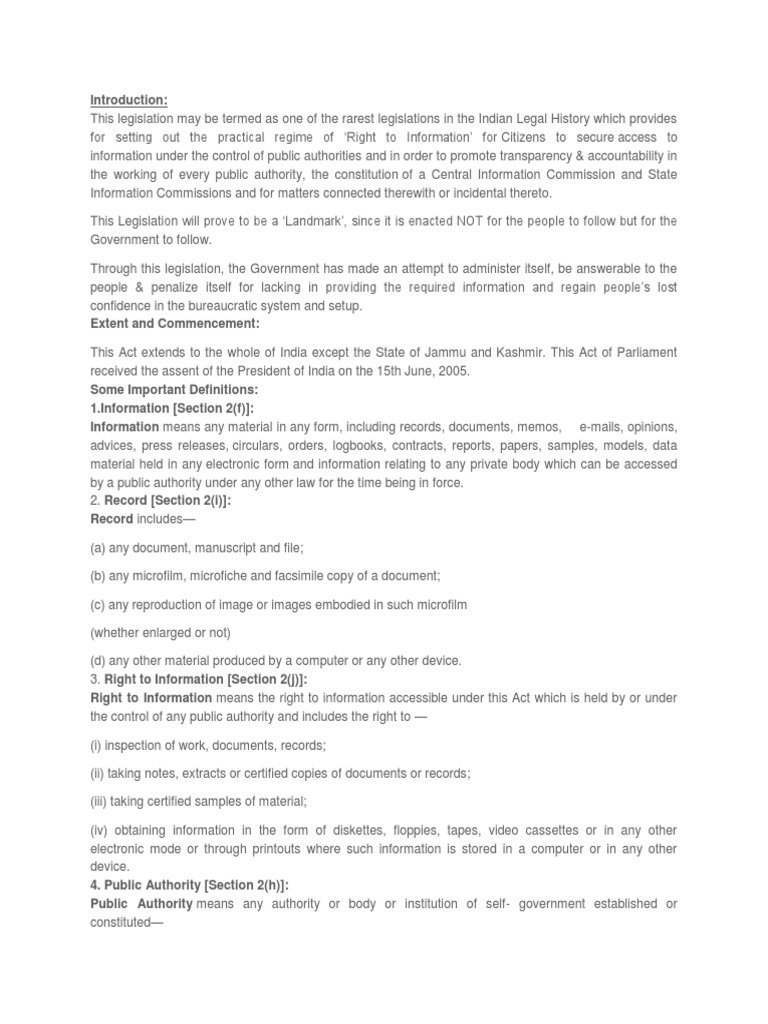 Rti Notes | PDF | Freedom Of Information Laws By Country | Microform