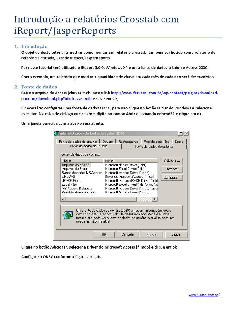 Tutorial Crosstab Jasper Reports | PDF | Microsoft Access | Janela (informática)