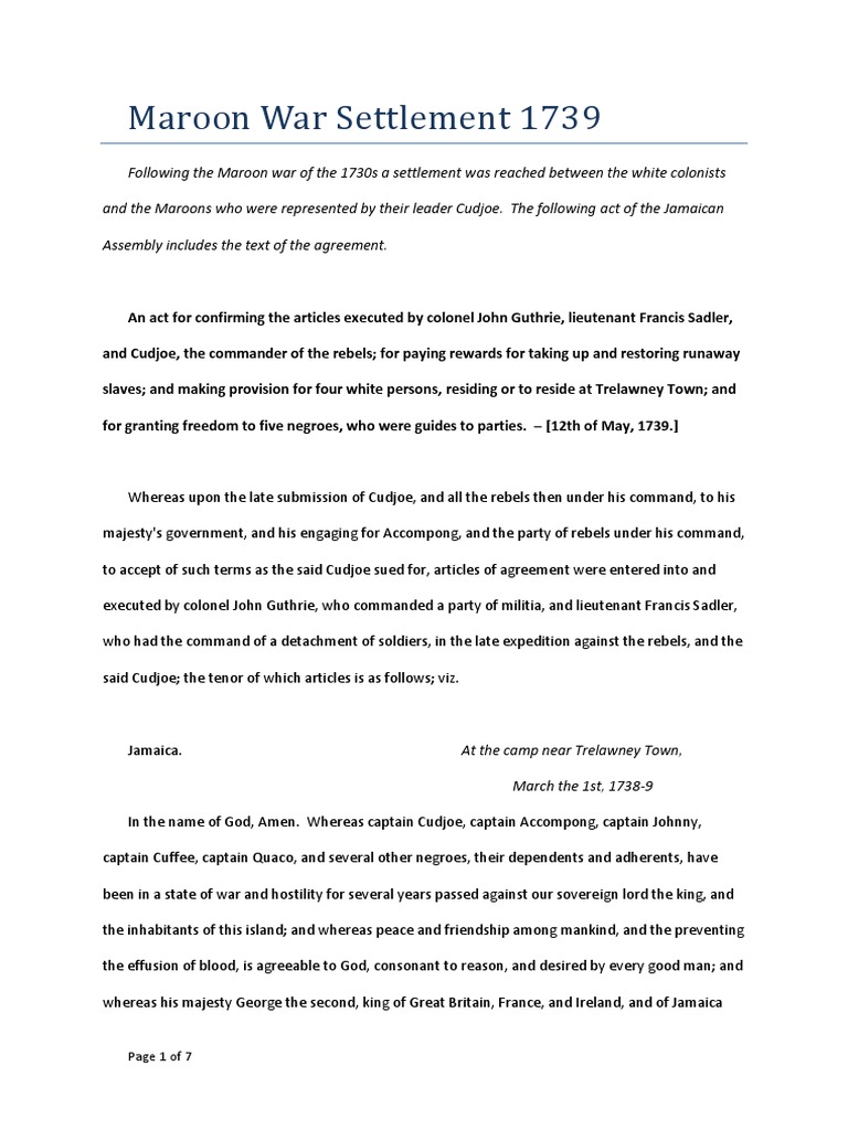 Maroon Treaty | PDF | Justice | Crime & Violence