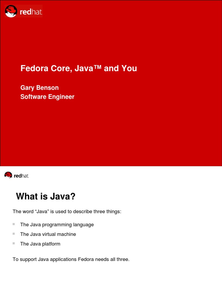 Fedora Core, Java™ and You: Gary Benson Software Engineer | PDF | Java (Programming Language ...