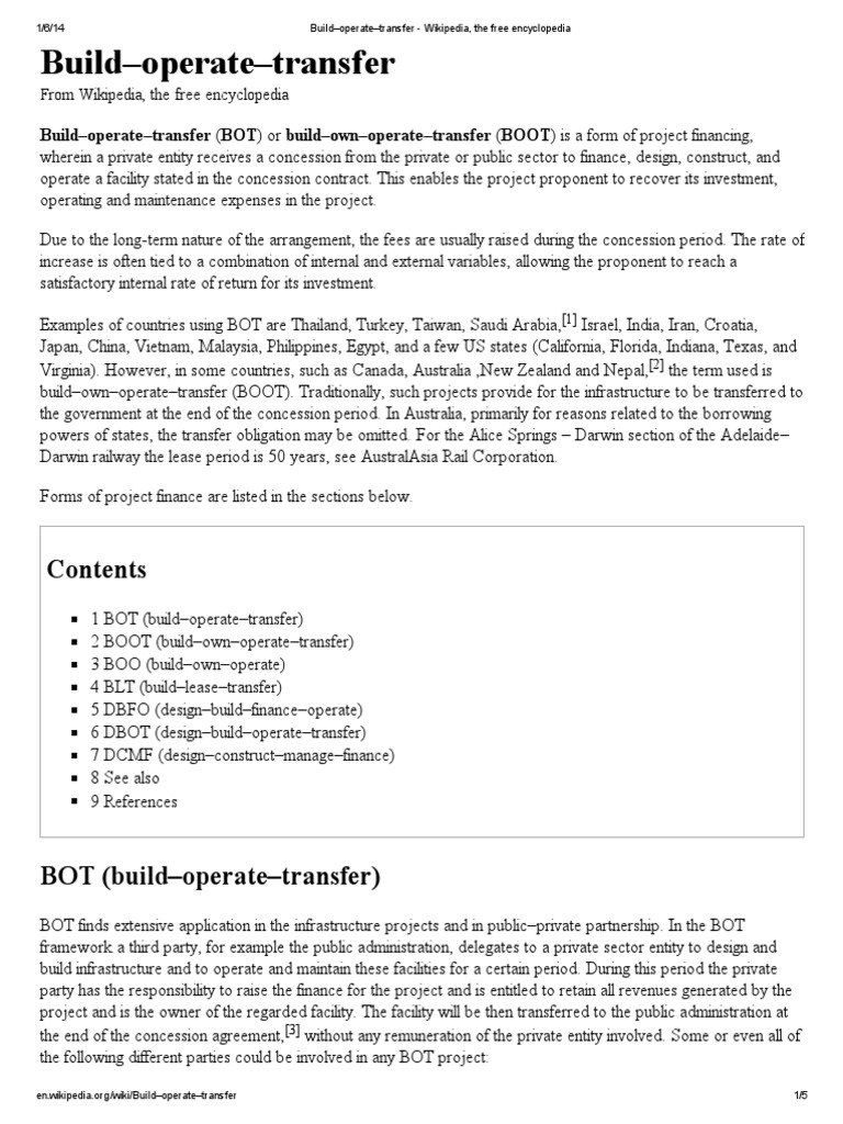 Build Operate Transfer | PDF | Investing | Money