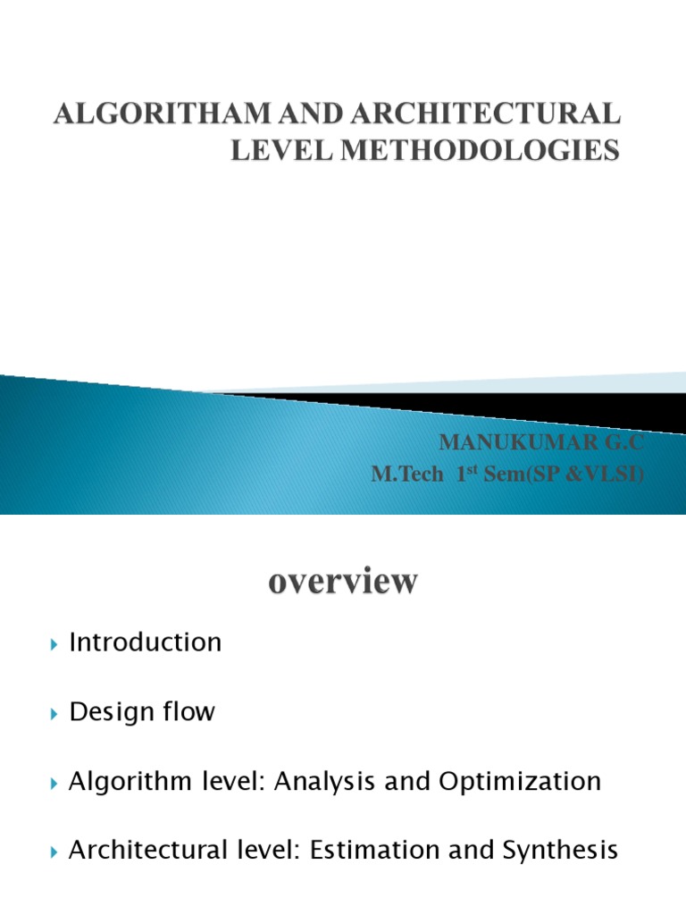 Algoritham and Architectural Level Methodologies | PDF | Algorithms ...