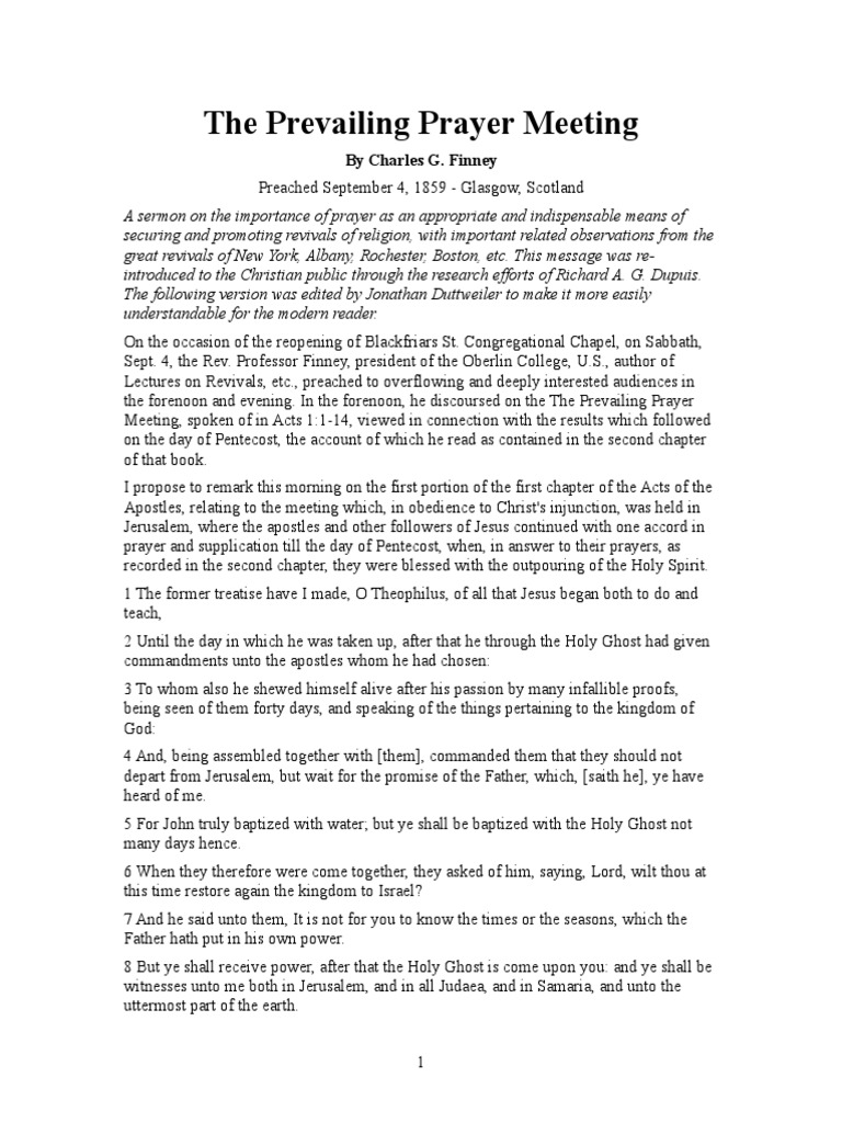 Finney's Principles of Prevailing Prayer | PDF | Sermon | Religious ...