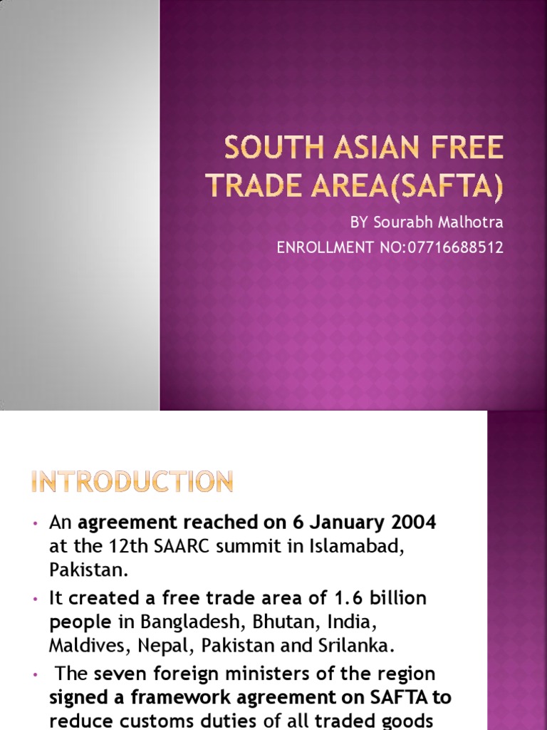 Overview of SAFTA Agreement | PDF | Trade | International Trade
