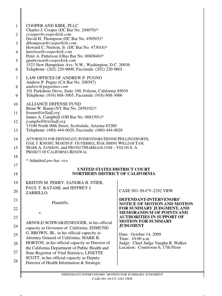 Perryv Schwarzenegger Prop 8 Summary Judgment | PDF | Fundamental Rights | Equal Protection Clause