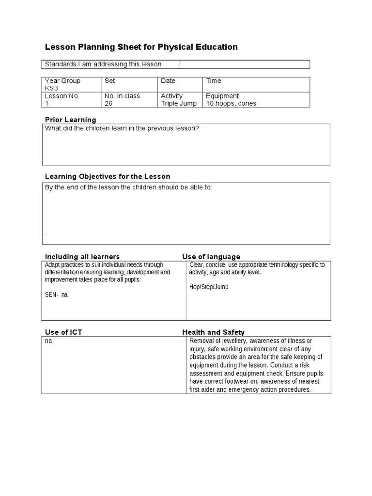 KS3 Triple Jump Lesson Plan | PDF | Business