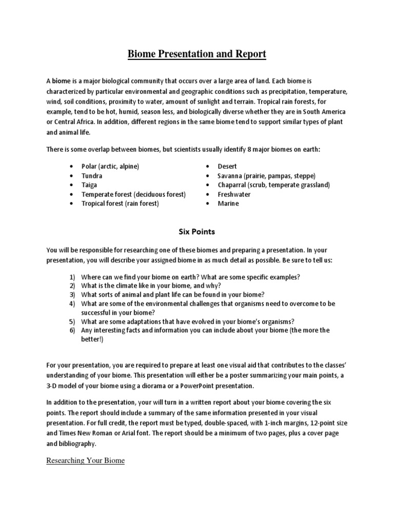 Biome Research Presentation Guide | PDF | Forests | Biogeography