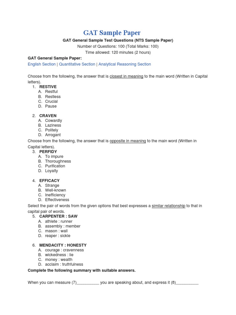 GAT Sample Paper | PDF | Tsunami | Earthquakes
