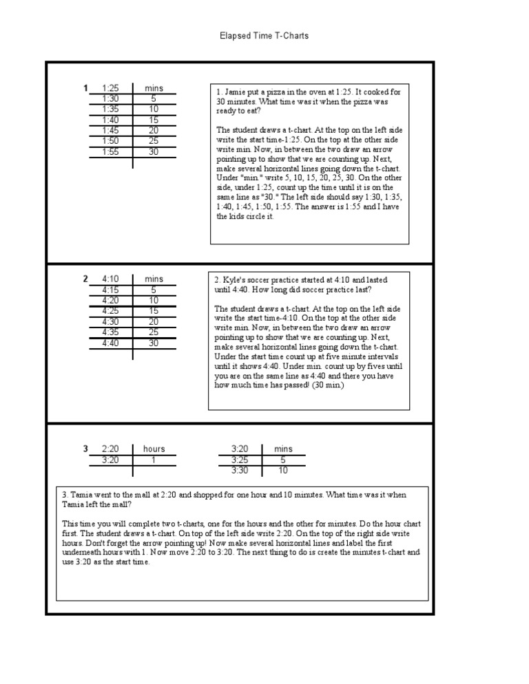 Elapsed Time T-Chart | PDF | Teaching Mathematics | Sports