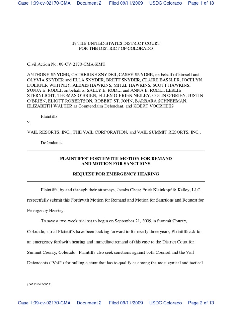 Motion to Remand | Complaint | Cause Of Action