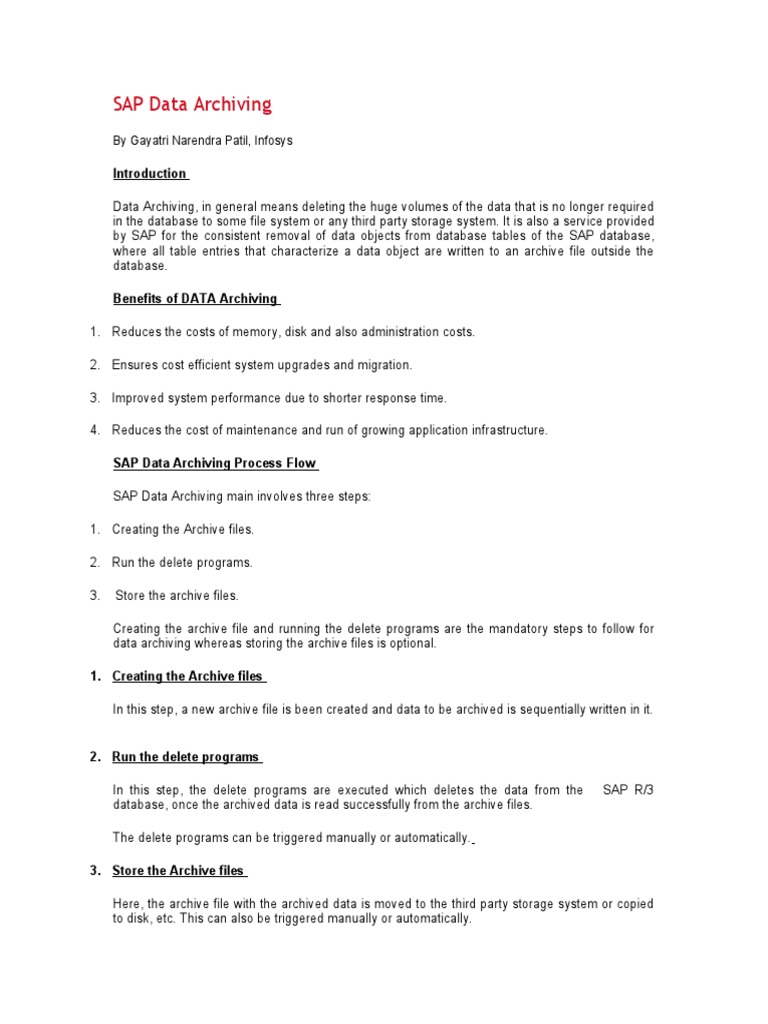SAP Data Archiving | PDF | Database Transaction | Databases