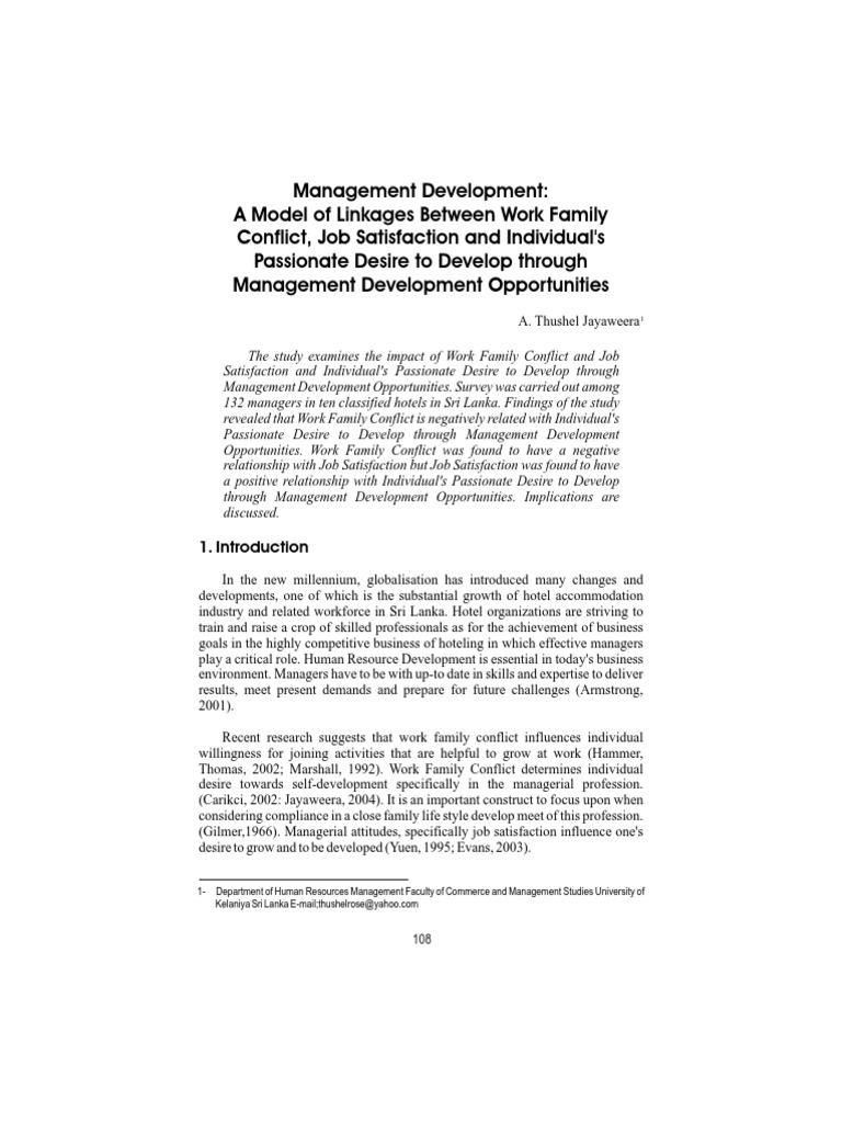 Work Family Conflict | PDF | Job Satisfaction | Correlation And Dependence