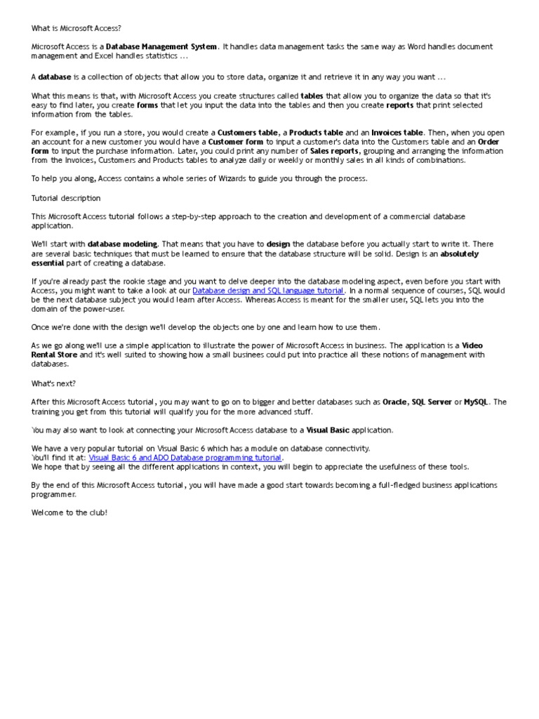 Microsoft Access Tutorial | Download Free PDF | Microsoft Access ...