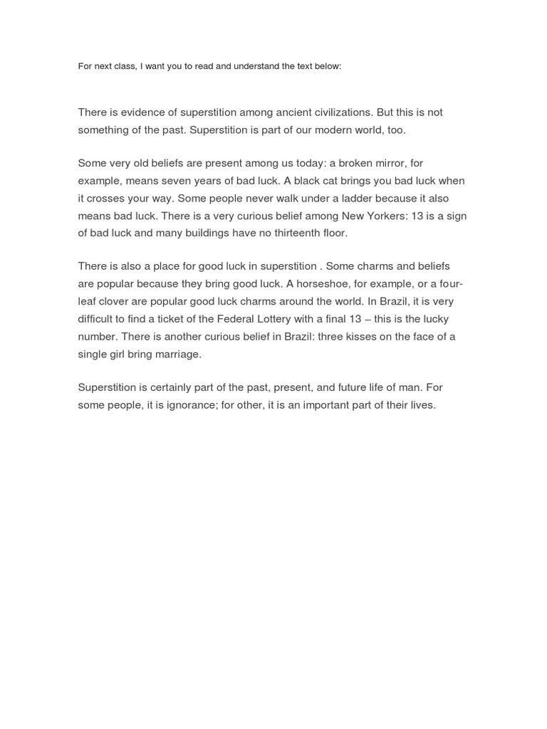 Exploring Superstition Today | PDF | Social Science | Young Adult