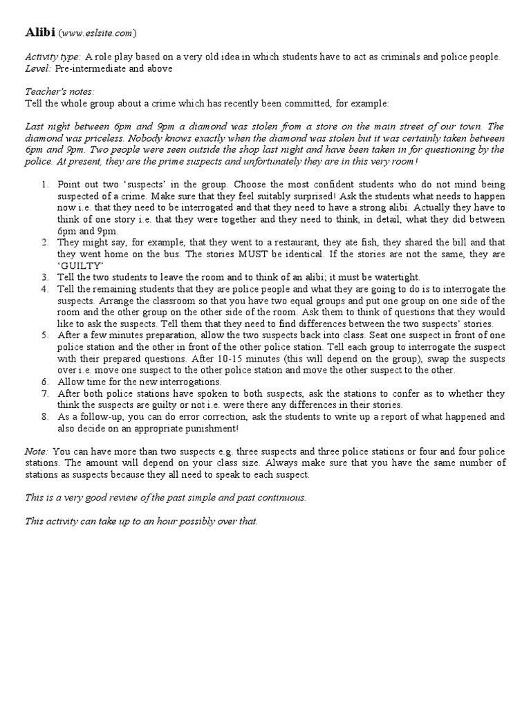 Alibi Game | PDF | Crime & Violence | Crime Thriller