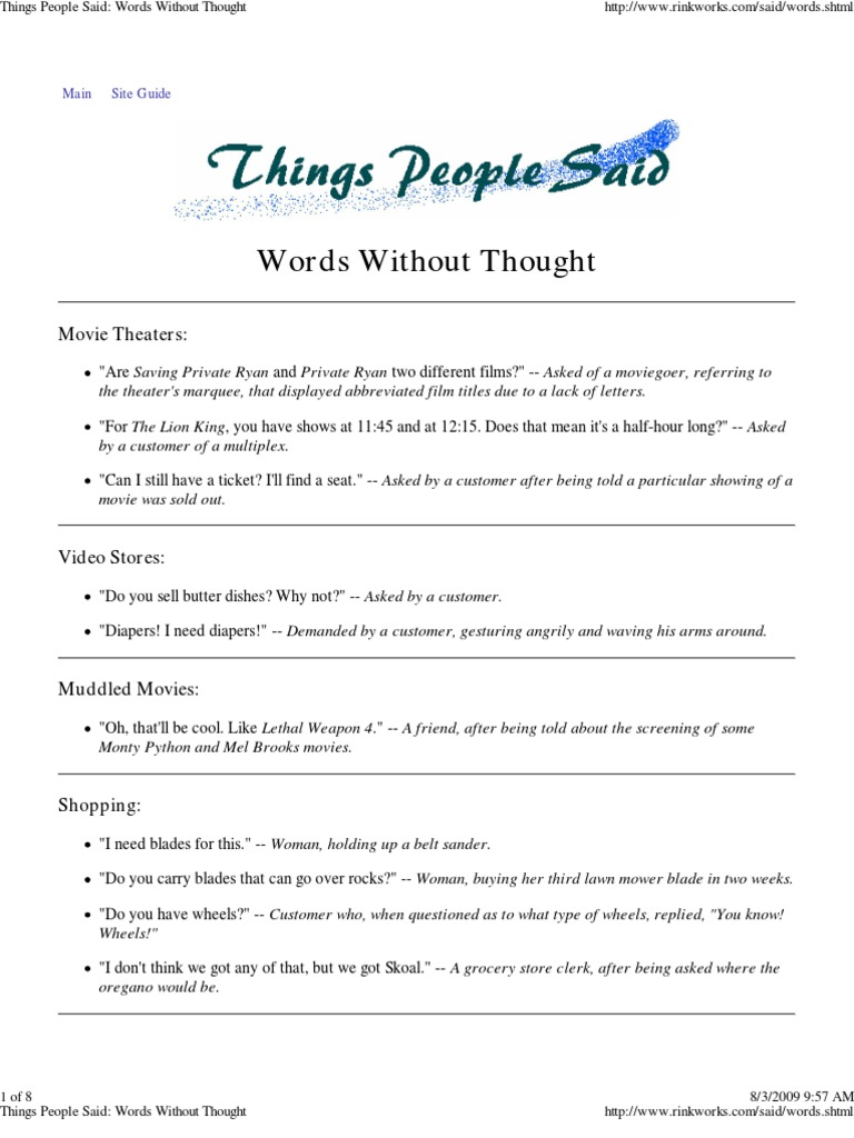 Words Without Thought | PDF | Business