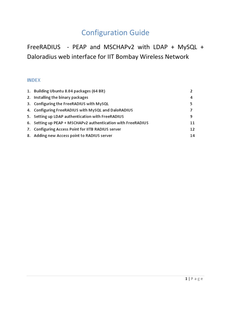 Free Radius Configuration Pdf Radius Application Layer Protocols