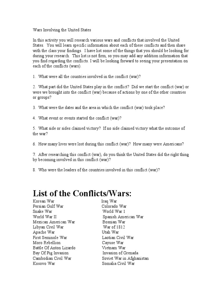 List of The Conflicts/Wars | PDF