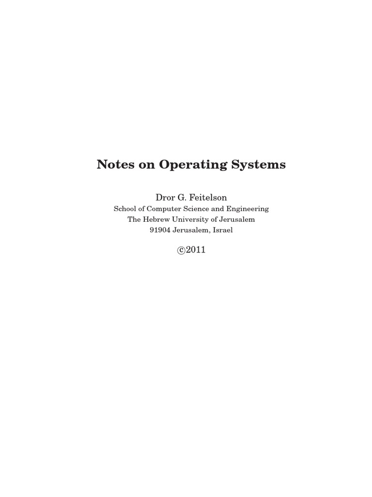 Os-Notes 2011 | PDF | Operating System | Kernel (Operating System)