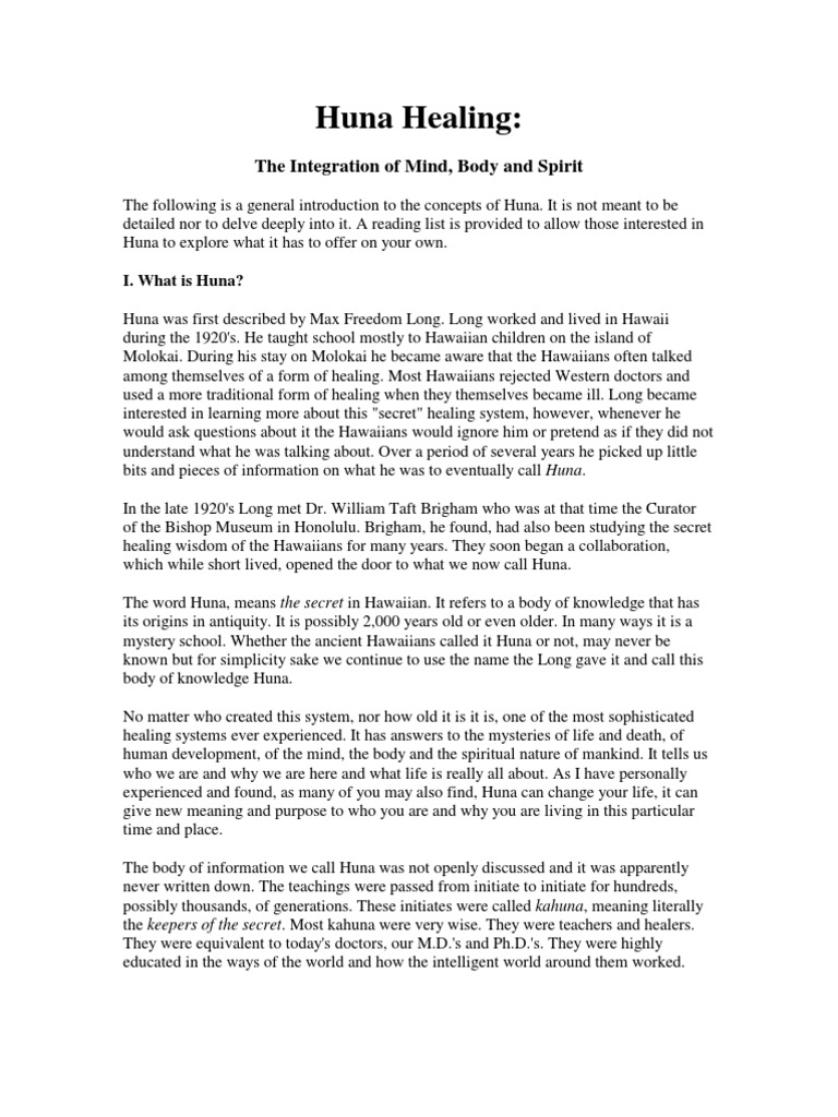Huna Healing | PDF | Self | Vitalism