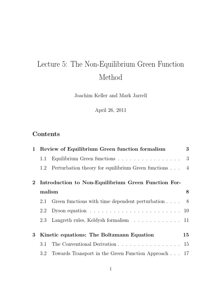 Lecture 5: The Non-Equilibrium Green Function Method | PDF | Perturbation Theory (Quantum ...