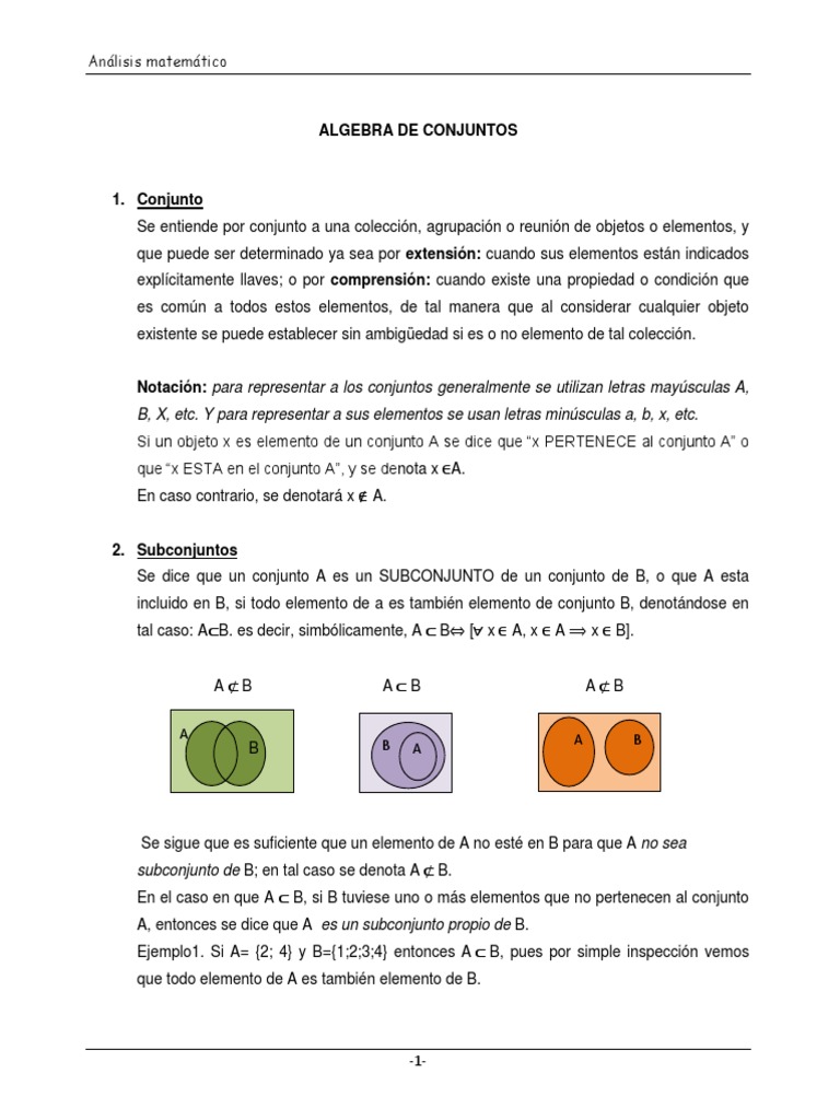 Algebra de Conjuntos | PDF | Conjunto (Matemáticas) | Sistema de ...