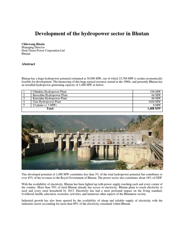 Hydropower Update Bhutan | Bhutan | Hydroelectricity
