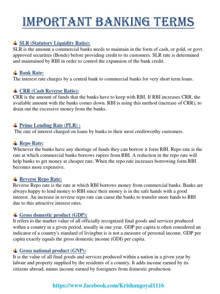 Important Banking Terms | PDF | Reserve Bank Of India | Black Market