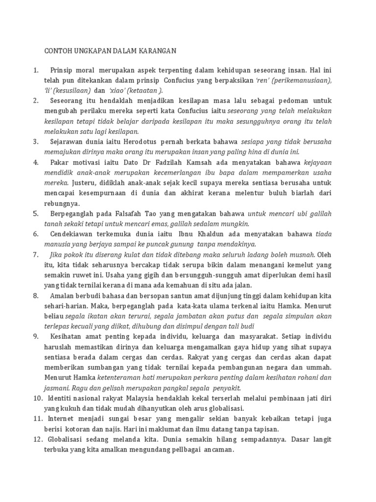 Contoh Ungkapan Menarik Dalam Karangan | PDF