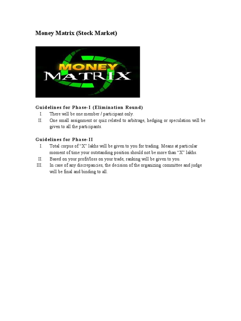 Money Matrix | PDF | Business | Law