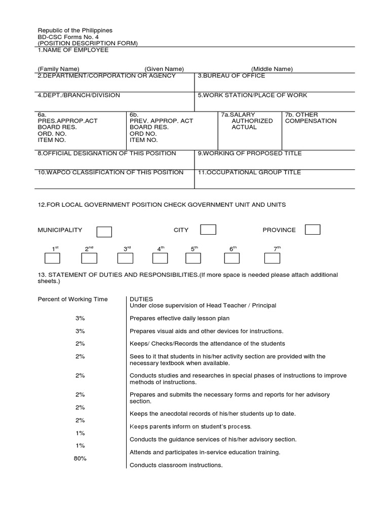 BS CSC Form No.1 | PDF | Cognition | Teachers