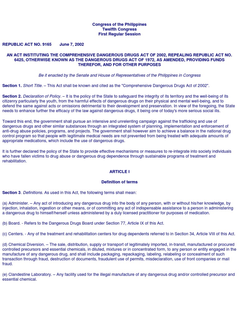 RA 9165.pdf | Narcotic | Asset Forfeiture