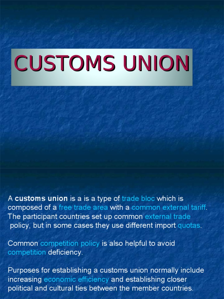 Custom Union | PDF | Trade Agreements | Single Market