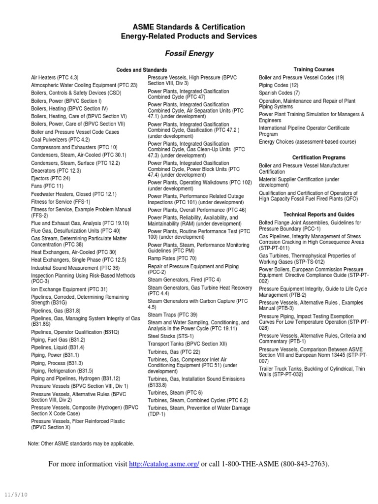 List ASME Standards List | PDF | Boiler | Power Station