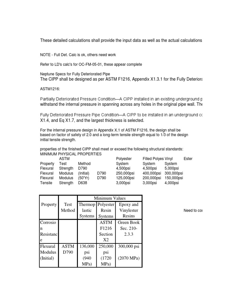 CIPP Pressure Pipe Thickness | PDF | Pascal (Unit) | Strength Of Materials