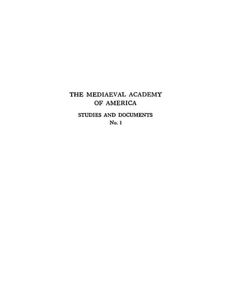 Medieval Academy of America Publication No. 1 | PDF | Abbot | Middle Ages