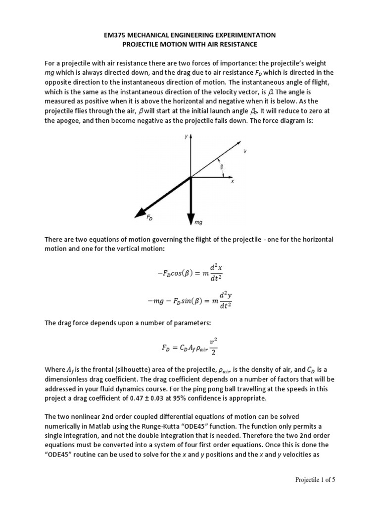 Projectile Motion With Air Resistance | PDF | Drag (Physics) | Applied And Interdisciplinary Physics